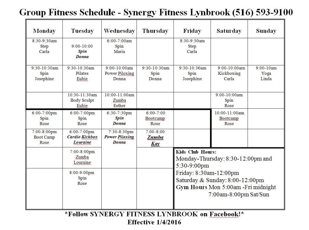 New class schedule!